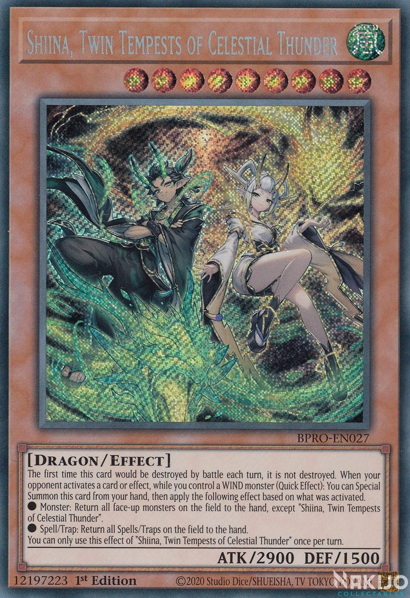 Shiina, Twin Tempests of Celestial Thunder - BPRO-EN027 - Secret Rare ...
